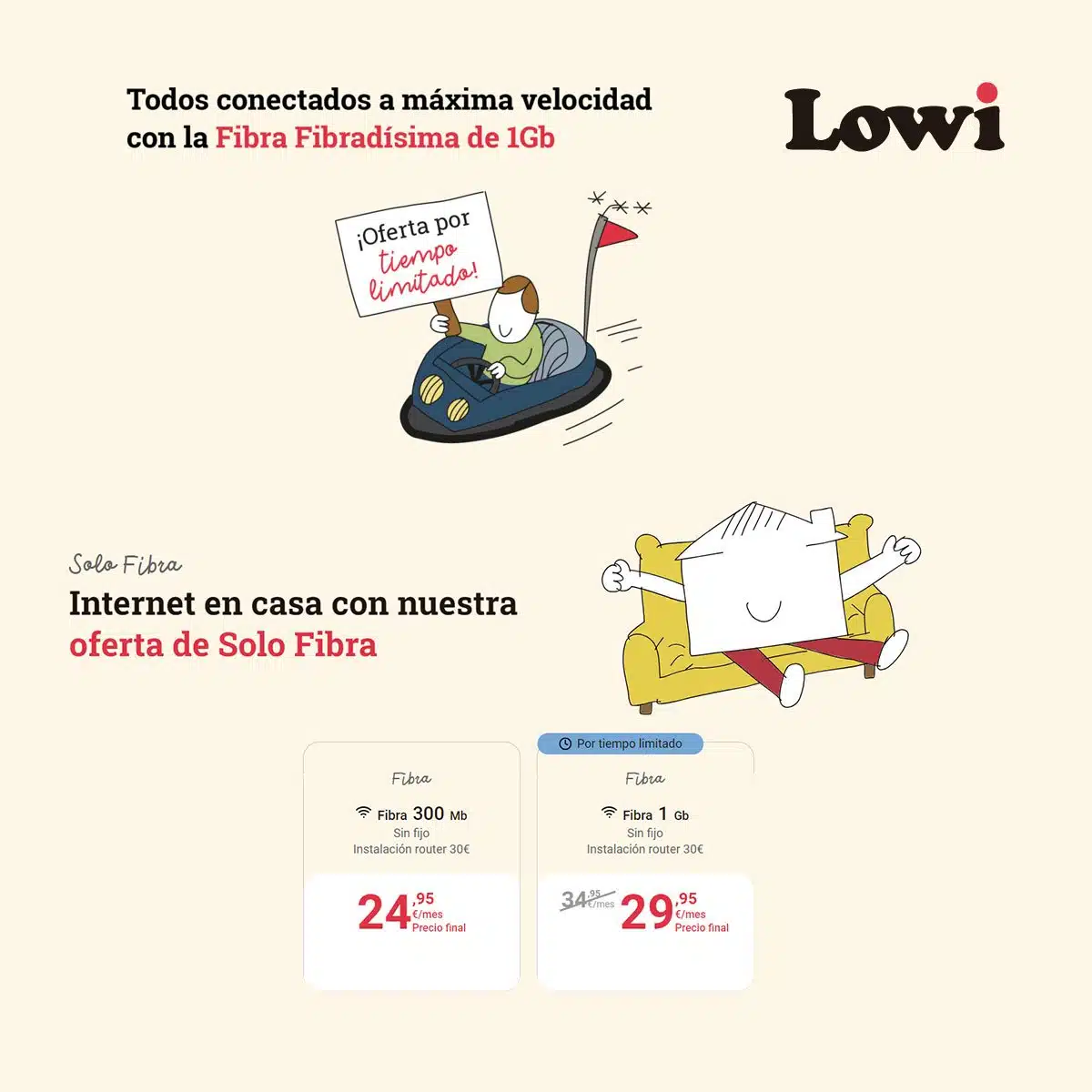 Las rebajas llegan a la tarifa de sólo fibra de 1Gbps de Lowi ...